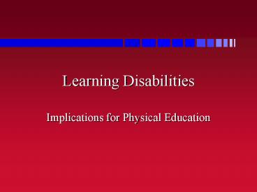 PPT – Learning Disabilities PowerPoint presentation | free to view - id ...