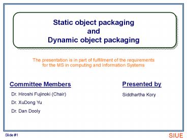 Static object packaging and Dynamic object packaging presentation ...