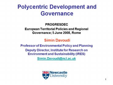 Polycentric Development and Governance presentation | free to view
