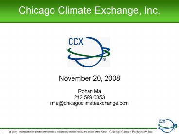 Chicago Climate Exchange, Inc. presentation | free to view