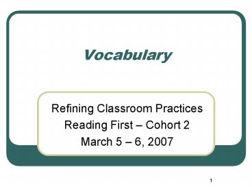 Vocabulary presentation | free to view