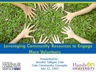 PPT – Leveraging Community Resources to Engage More Volunteers ...