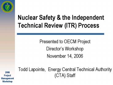Nuclear Safety presentation | free to view