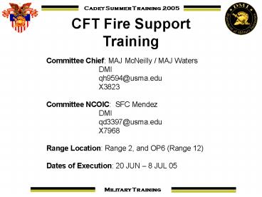 CFT Fire Support Training presentation | free to view