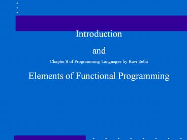 Chapter 8 of Programming Languages by Ravi Sethi presentation | free to download