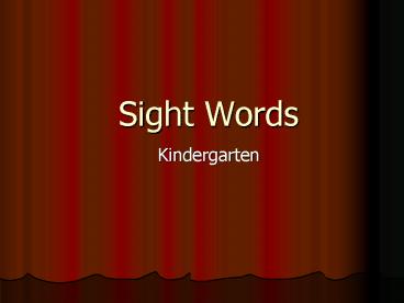 Sight Words presentation | free to view