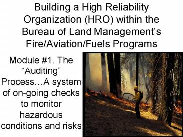 PPT – Building a High Reliability Organization HRO within the Bureau of ...