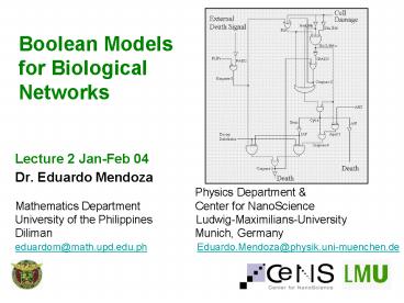 Boolean Models for Biological Networks presentation | free to view