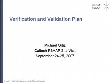 PPT – Verification and Validation Plan PowerPoint presentation | free ...
