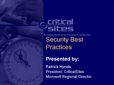 Security Best Practices presentation | free to view