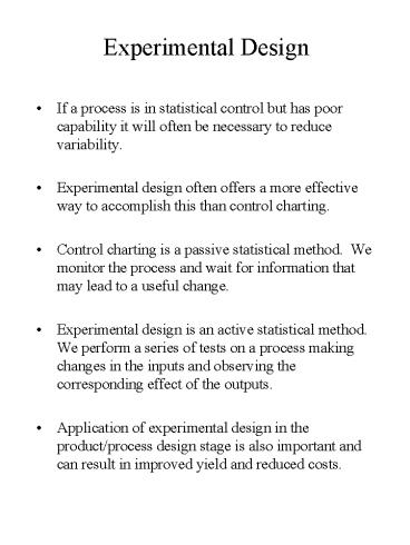 Experimental Design presentation | free to view