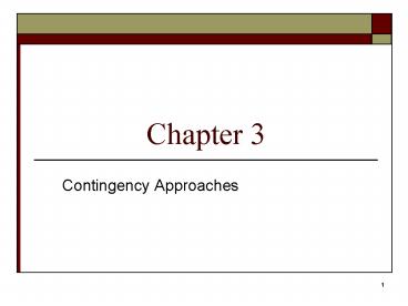 Contingency Approaches presentation | free to view