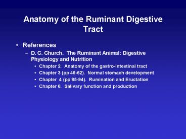 Anatomy of the Ruminant Digestive Tract presentation | free to view