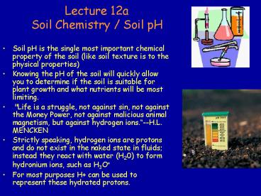 Lecture 12a Soil Chemistry Soil pH presentation | free to view