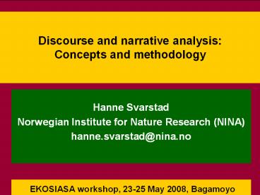 PPT – Discourse and narrative analysis: Concepts and methodology ...