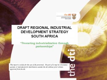 DRAFT REGIONAL INDUSTRIAL DEVELOPMENT STRATEGY presentation | free to view