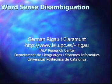 Word Sense Disambiguation presentation | free to download