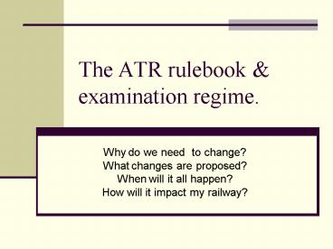 The ATR rulebook presentation | free to view