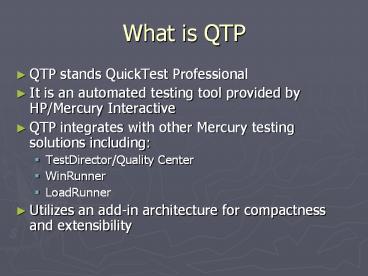PPT – What is QTP PowerPoint presentation | free to download - id ...