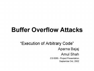 PPT – Buffer Overflow Attacks PowerPoint presentation | free to view ...