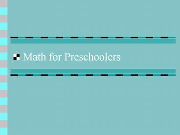 Math for Preschoolers presentation | free to view