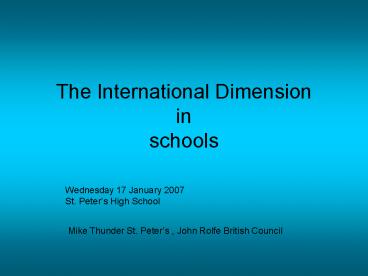 The International Dimension in schools presentation | free to view