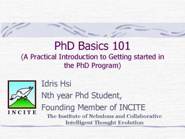 PPT – PhD Basics 101 A Practical Introduction to Getting started in the ...
