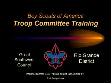 Boy Scouts of America Troop Committee Training presentation | free to view