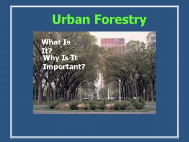Urban Forestry presentation | free to view