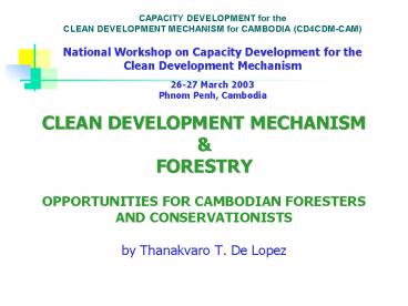 CLEAN DEVELOPMENT MECHANISM presentation | free to view
