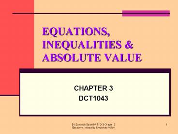 EQUATIONS, INEQUALITIES presentation | free to view