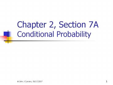 Section 2.7 Conditional Probability presentation | free to view