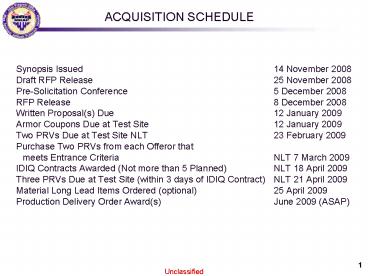 ACQUISITION SCHEDULE presentation | free to view