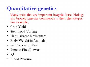 Quantitative genetics presentation | free to view