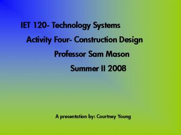 IET 120 Technology Systems presentation | free to view