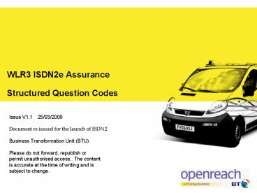 WLR3 ISDN2e Assurance Structured Question Codes presentation | free to view