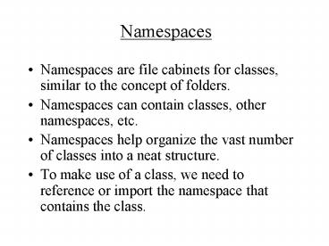 Namespaces presentation | free to view