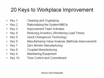 20 Keys to Workplace Improvement presentation | free to view