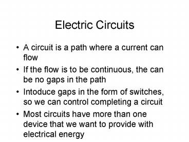 PPT – Electric Circuits PowerPoint presentation | free to view - id ...