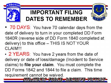70 DAYS: You have 70 calendar days from the date of delivery to turn in ...