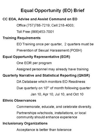 Equal Opportunity EO Brief presentation | free to view