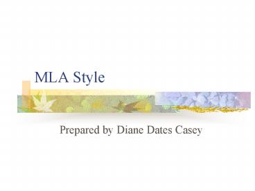 MLA Style presentation | free to view