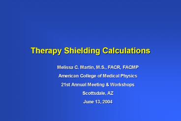 Therapy Shielding Calculations presentation | free to view