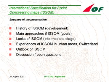 PPT – International Specification for Sprint Orienteering maps ISSOM ...