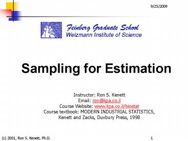 PPT – Sampling for Estimation PowerPoint presentation | free to view ...
