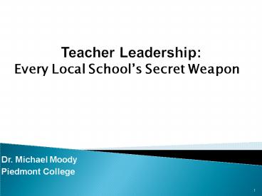 Teacher Leadership: presentation | free to view