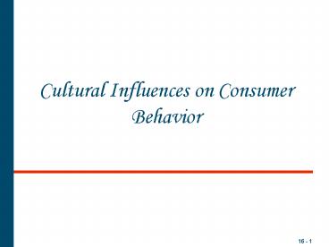 PPT – Cultural Influences on Consumer Behavior PowerPoint presentation ...