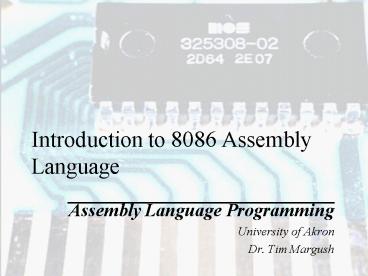 PPT – Introduction to 8086 Assembly Language PowerPoint presentation ...