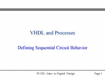 VHDL and Processes presentation | free to view
