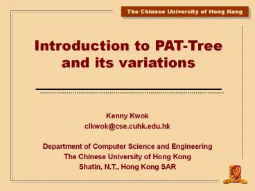 Introduction to PAT-Tree and its variations presentation | free to download